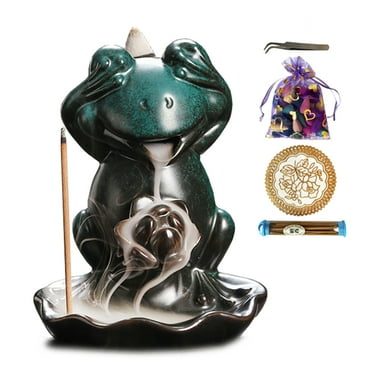 YIENENG Ceramic Dragon Incense Burner Set with Backflow Cones ...