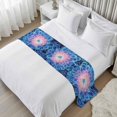 Blue Wave Floral Bed Runner King Size Modern Abstract Gradual Blue Red ...