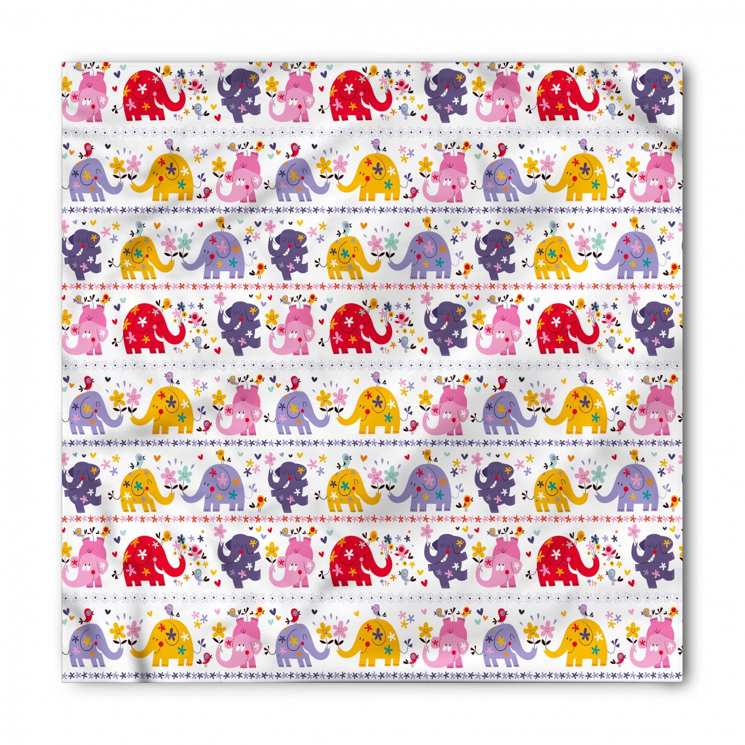 Elephant Bandana, Dancing Floral Elephants, Unisex Head and Neck Tie ...