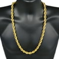 Men's 14k Gold Plated Rope Chain Necklace 30" Inches x 12mm Wide Hip ...