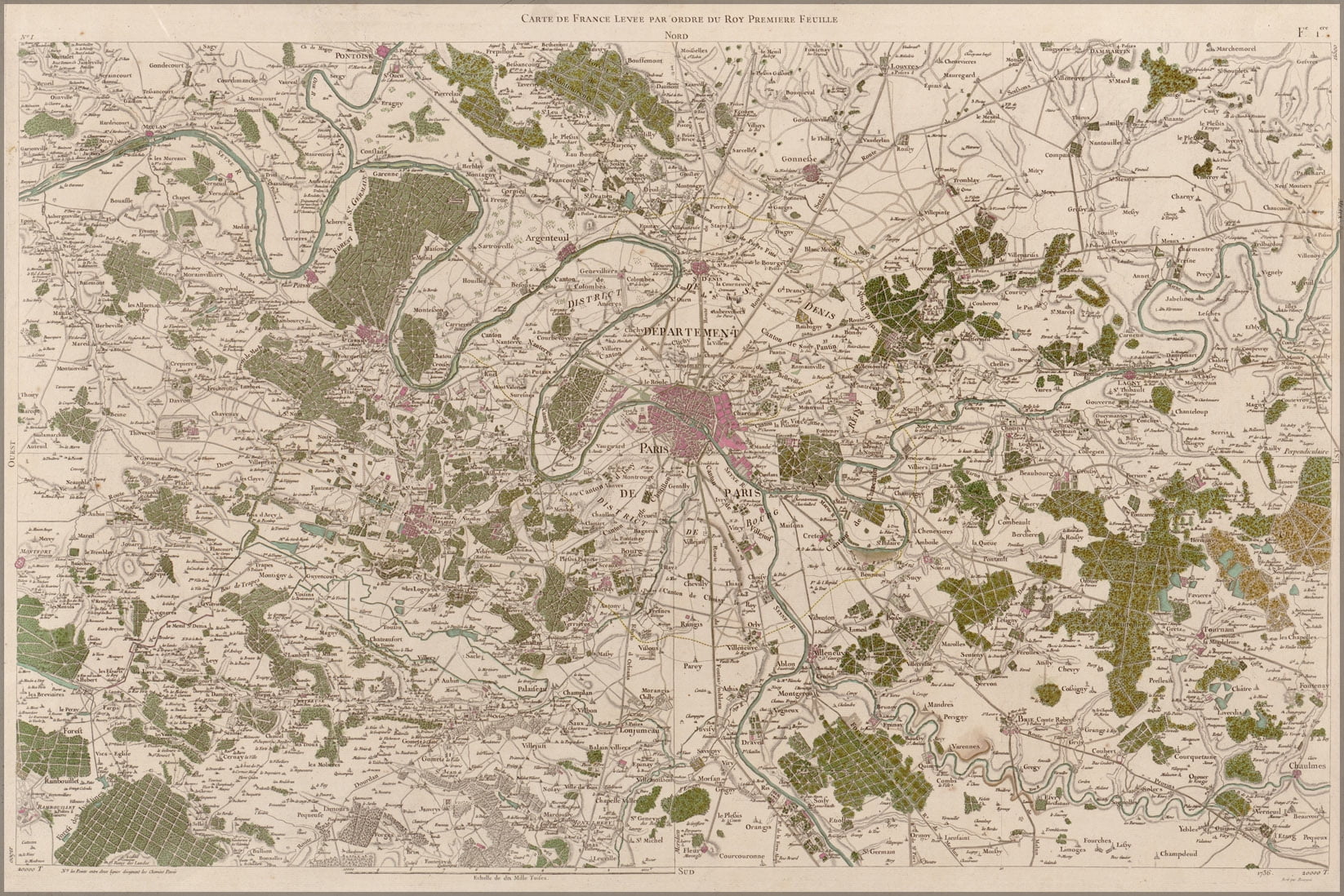 24"x36" Gallery Poster, map of paris and environs 1793 - Walmart.com