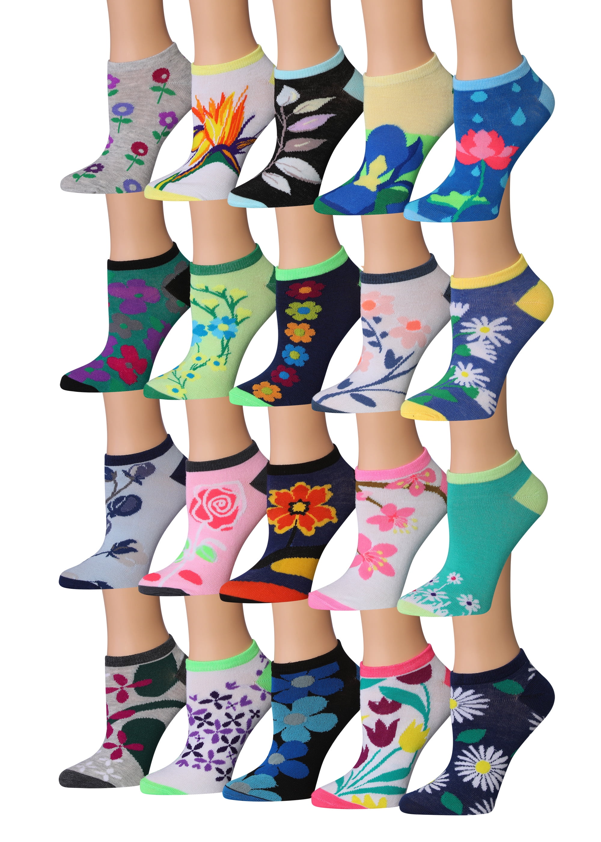 Colorfut Women's 20 Pairs Colorful Patterned Low Cut/No Show Socks ...