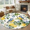 6ft Round Rug Lemon Bird Area Rugs for Living Room Bedroom Washable Non ...