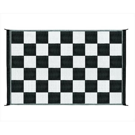 42884 6 x 9 Ft. Reversible Outdoor Mat-Black And White Checkered ...