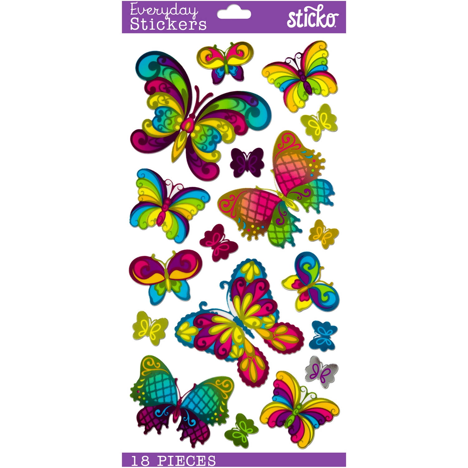 Sticko Classic Multicolor Stained Glass Butterfly Paper Stickers - 18 ...
