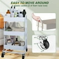 HONGGE 3 Tier Rolling Cart Metal Utility Carts with Wheels, White ...