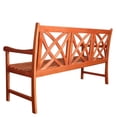 VIFAH Malibu 5 Foot Eucalyptus Wooden 3 Seater Outdoor Bench for Patio ...
