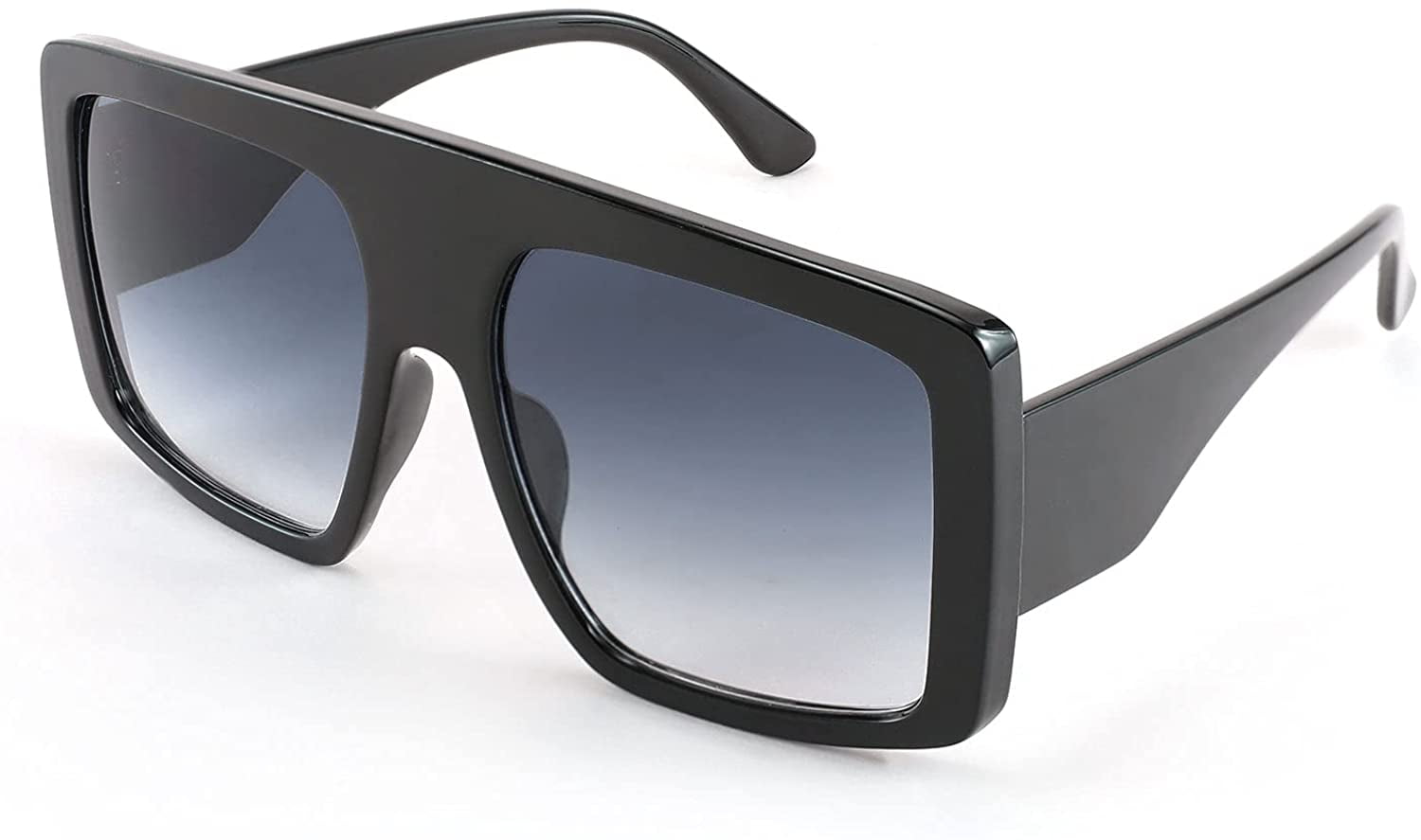 FEISEDY Trendy Baddie Oversized Sunglasses Square Hiphop Flat Top Large ...