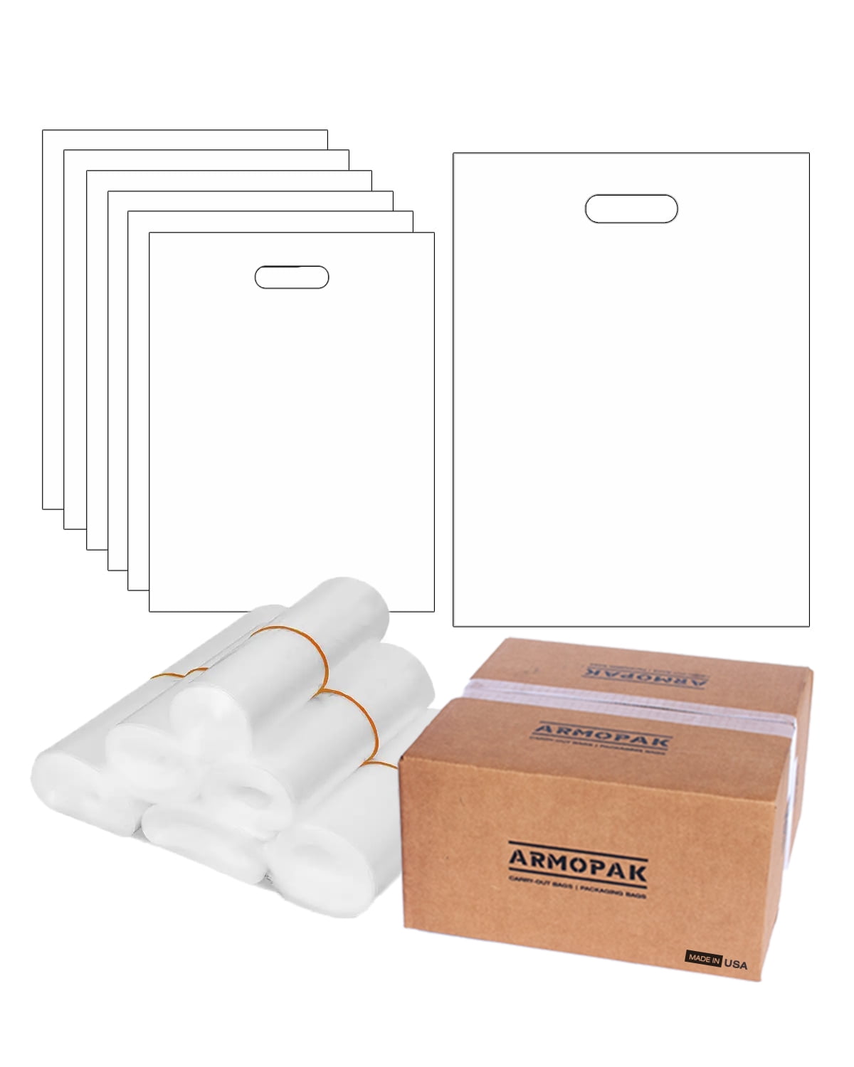 Clear 12x16.5 Handle Bags with Die Cut Handles 1.5 Mil Merchandise Bag ...
