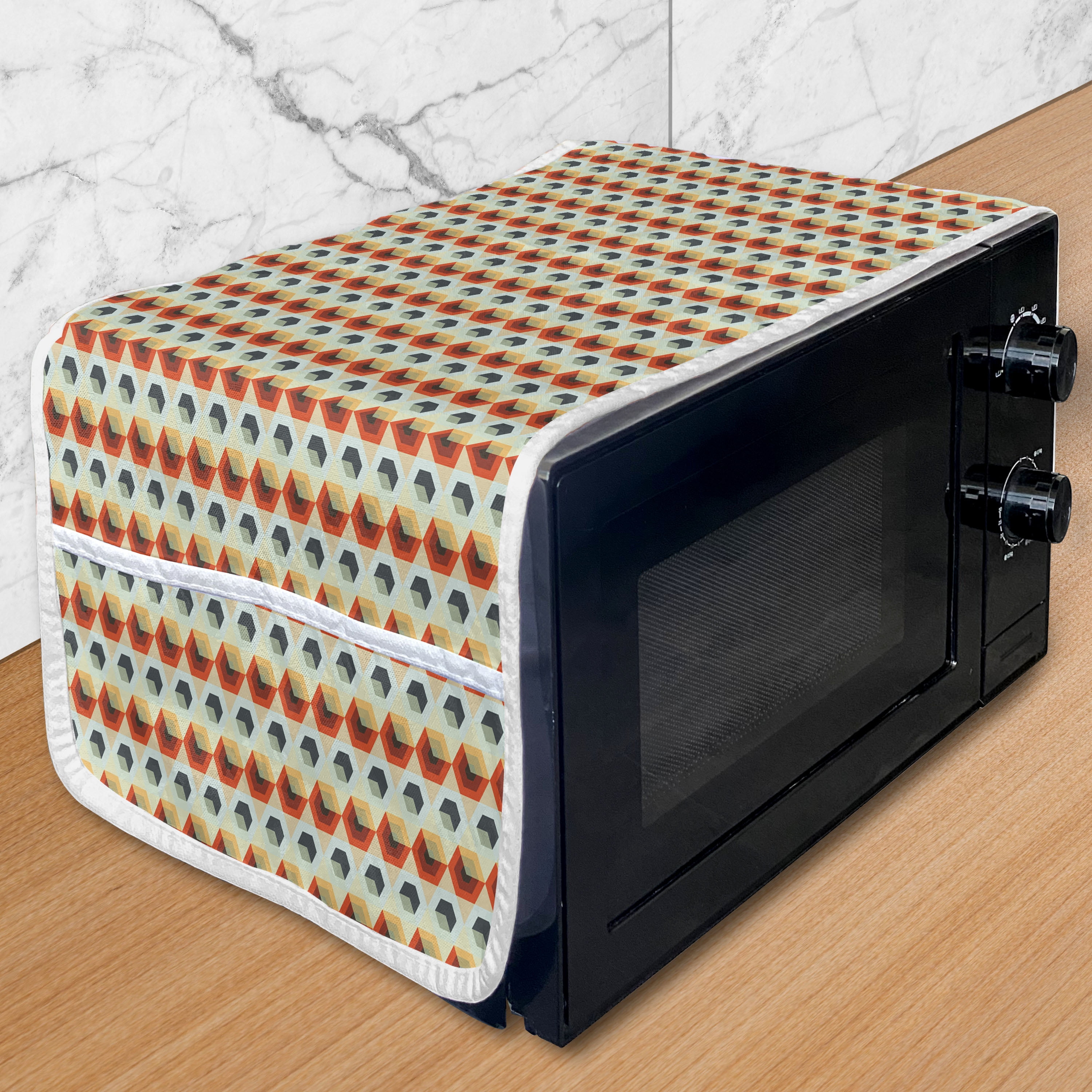 Geometric Microwave Oven Cover, Hexagonal Comb Pattern Abstract Rhombus ...