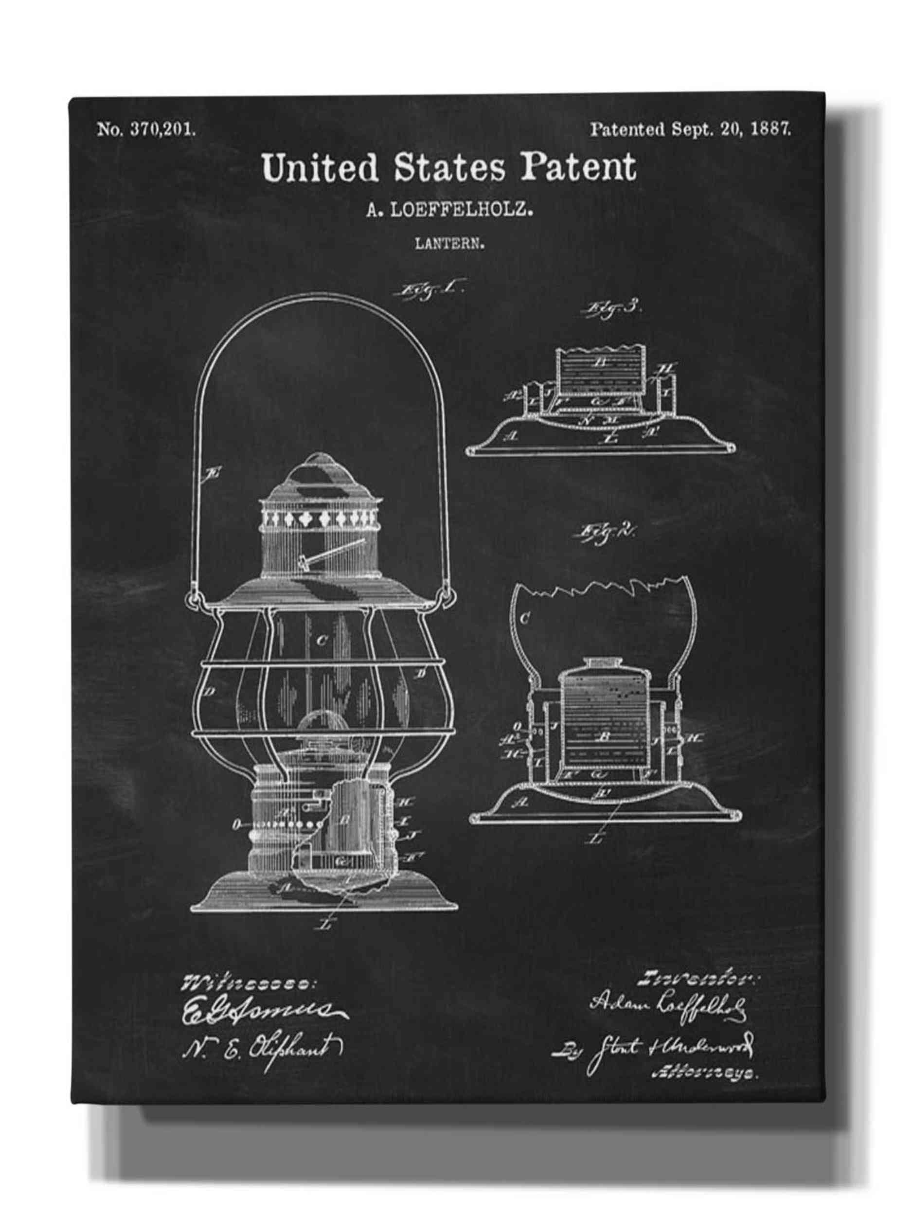 Epic Graffiti "Lantern Blueprint Patent Chalkboard" Giclee Canvas Wall ...