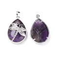 5 pc Natural Amethyst Pendants with Platinum Tone Brass Findings ...