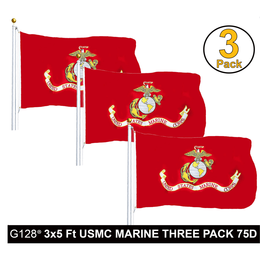 G128 - THREE PACK USMC US Marine Corps Flag 3x5 ft Printed United ...