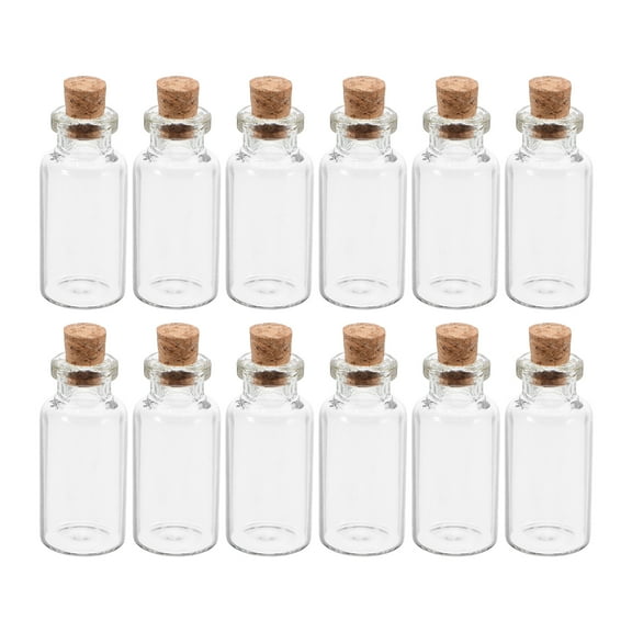 25Pcs Mini Glass Bottles Set, 5 Shapes with Cork Lids, Decorative Vials ...