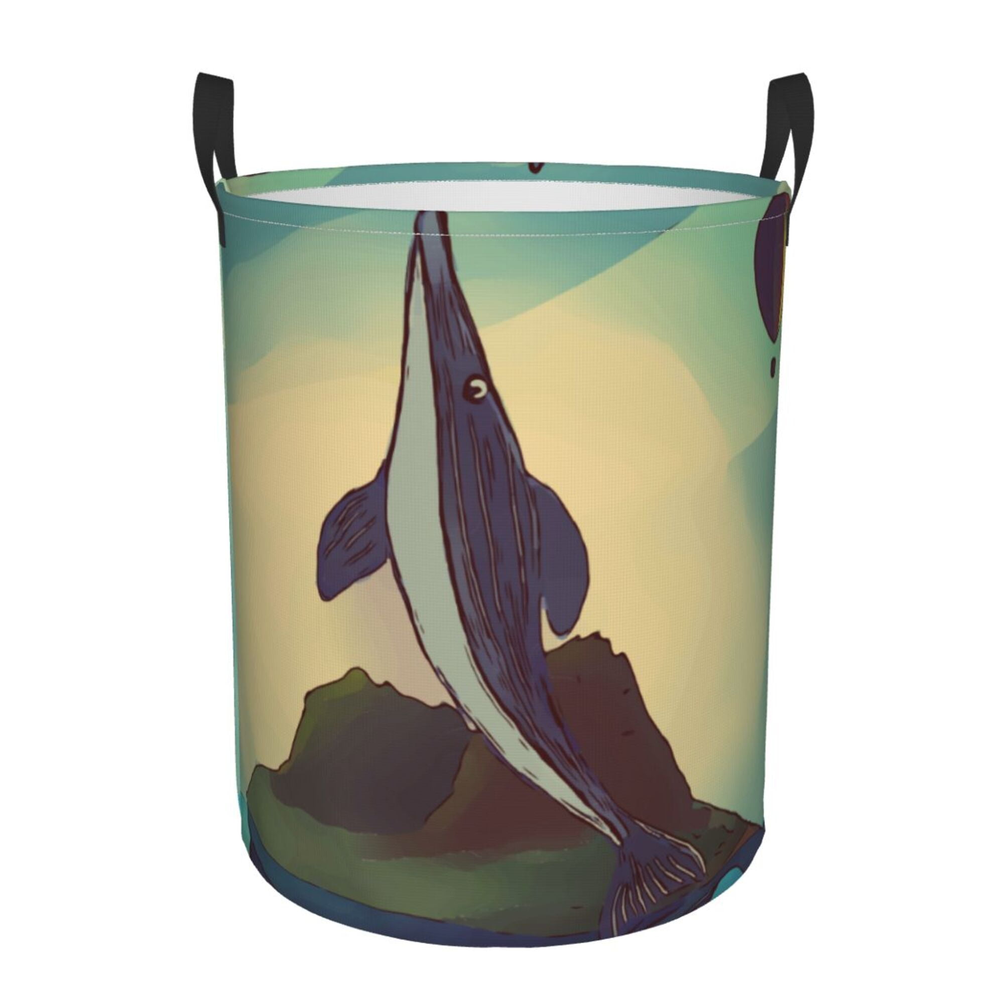 LNWH Laundry Basket, Whale Island Pattern Foldable Laundry Hamper With ...