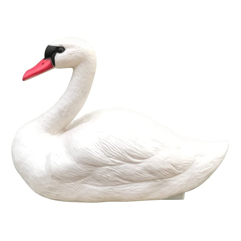 Black/White Swan Ornament Handmade Floating Swan Fake Goose Pond Statue ...