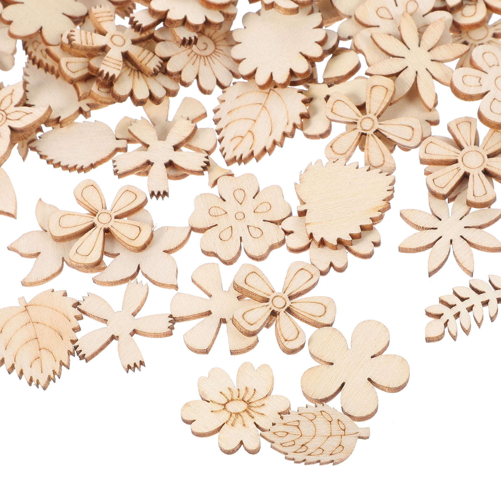 Unfinished wood cutout 200Pcs Unfinished Wooden Flower Cutouts Wood ...