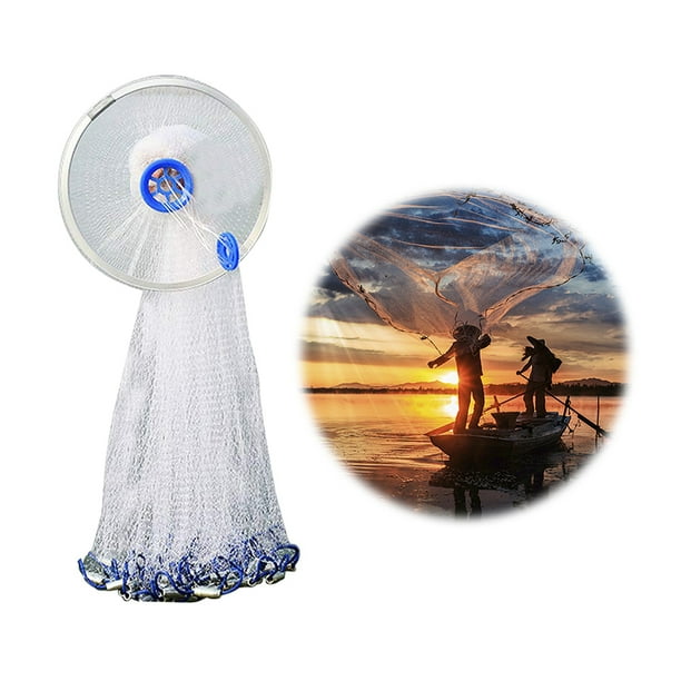 Pro Cast Net Fishing Mesh Saltwater Bait Drawstring Catch, 6ft/8ft/12ft ...