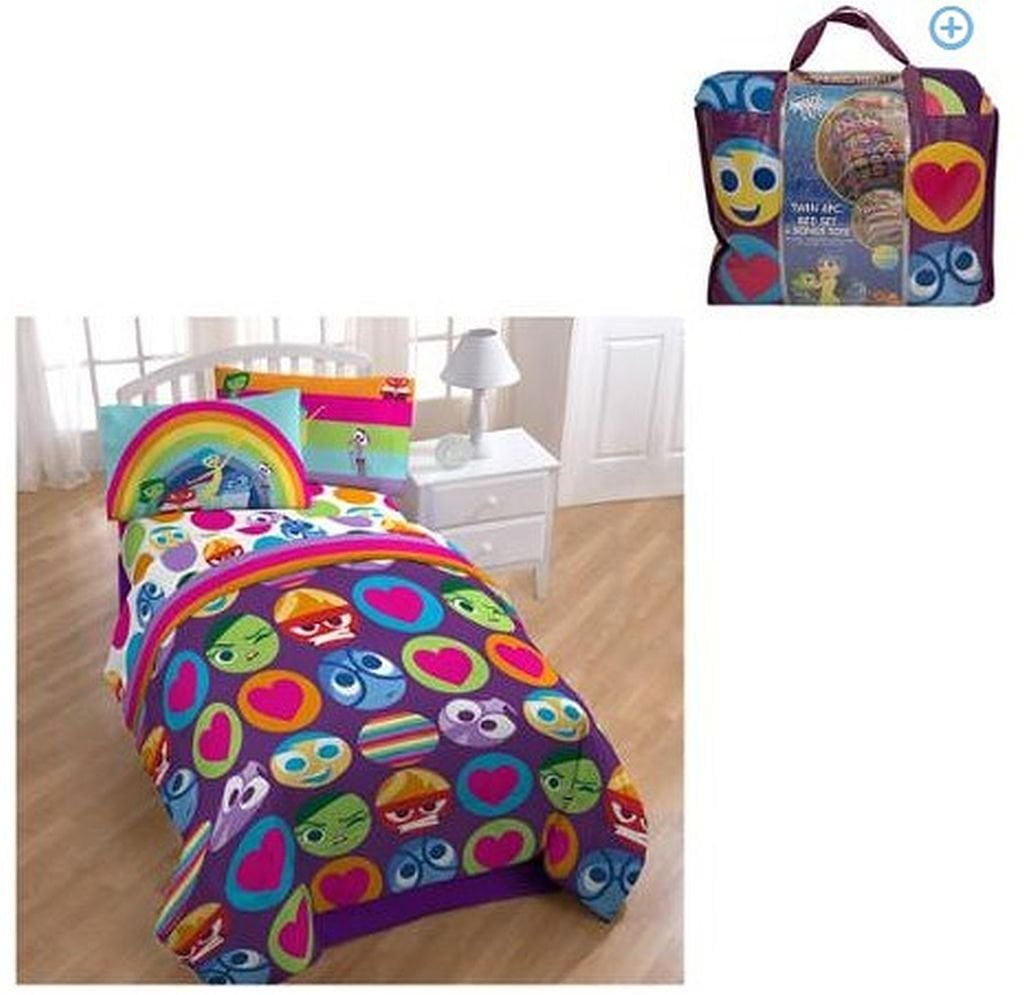 Disney Inside Out Rainbow 4-Piece Bedding Set with Bonus Tote - Walmart.com