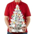 24" Hand Painted Ceramic Christmas Tree, Silver Pre-Lit Tree with 148 ...