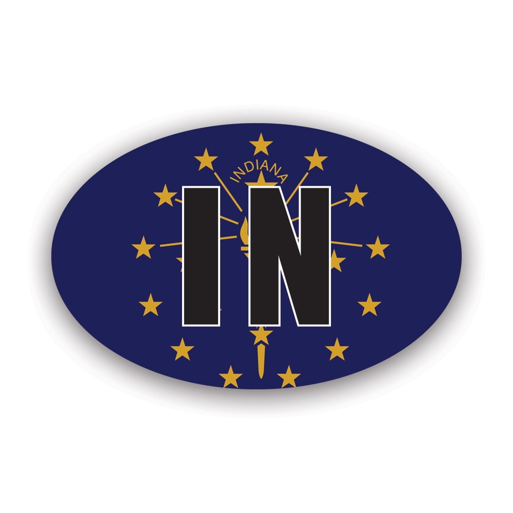 Indiana Flag Oval Sticker Decal - Self Adhesive Vinyl - Weatherproof ...