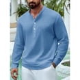 Ceisia Men's Solid Color Long Sleeve Stand Collar Button Up Shirt ...