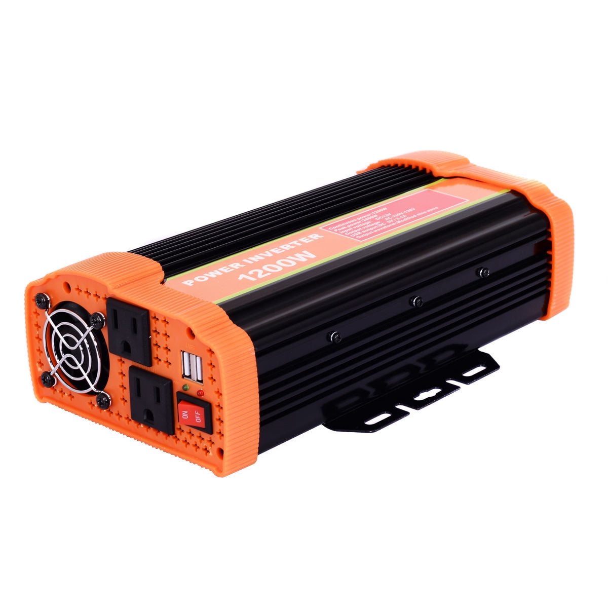 Costway 1200W Power Inverter DC 12V to AC 110V Car Adapter with 2.1A 2 ...