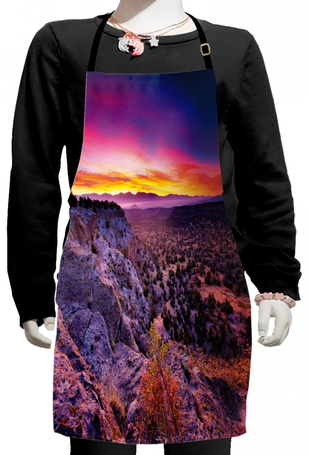 Nature Kids Apron, Surreal Sunrise Sky Horizon over the Mountain Valley ...