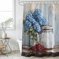 Blue Flower Bathroom Shower Curtains with 12 Hooks Polyester Waterproof ...