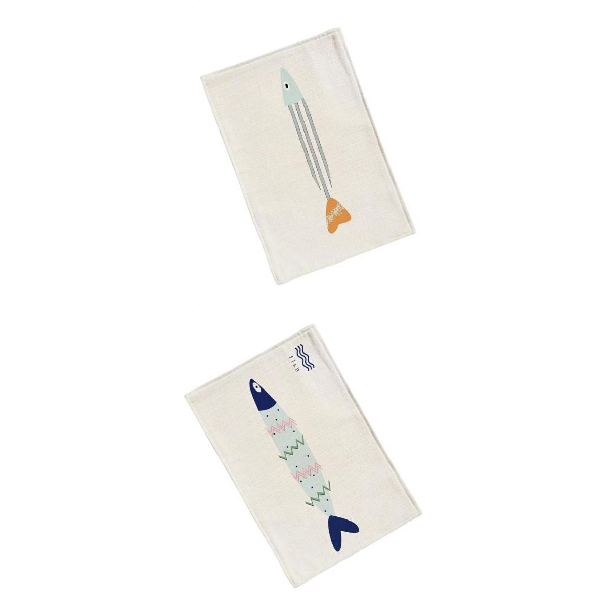 2 pcs Mediterranean Cotton Table Mat Rectangular Heat-insulated Place ...