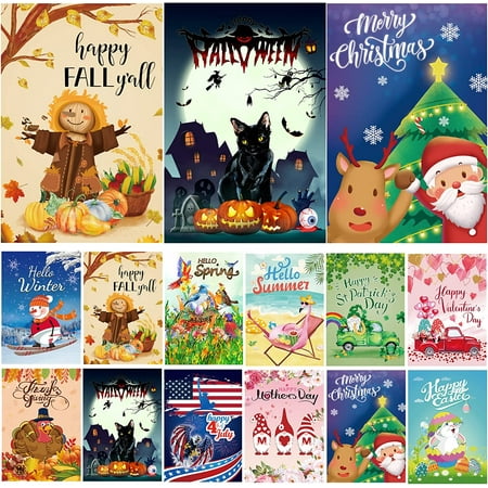 Seasonal Garden Flags Set of 12 Double Sided 12 x 18 Inch Yard Flags ...