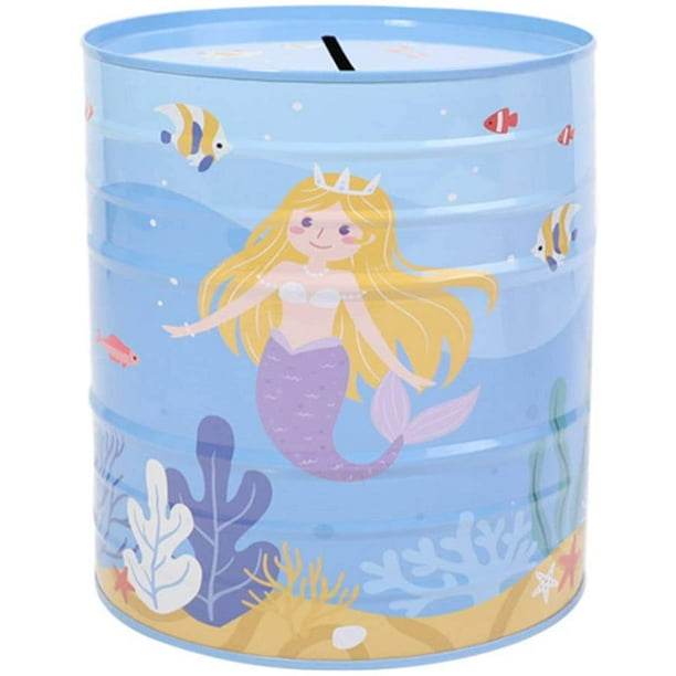 Mermaid Coin Piggy Bank Cartoon Fish Image Tinplate Coin Bank Money Box ...
