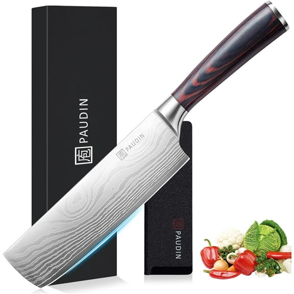 7 Inch Nakiri Knife, Japanese High Carbon Powder Steel Vetable Cleaver ...