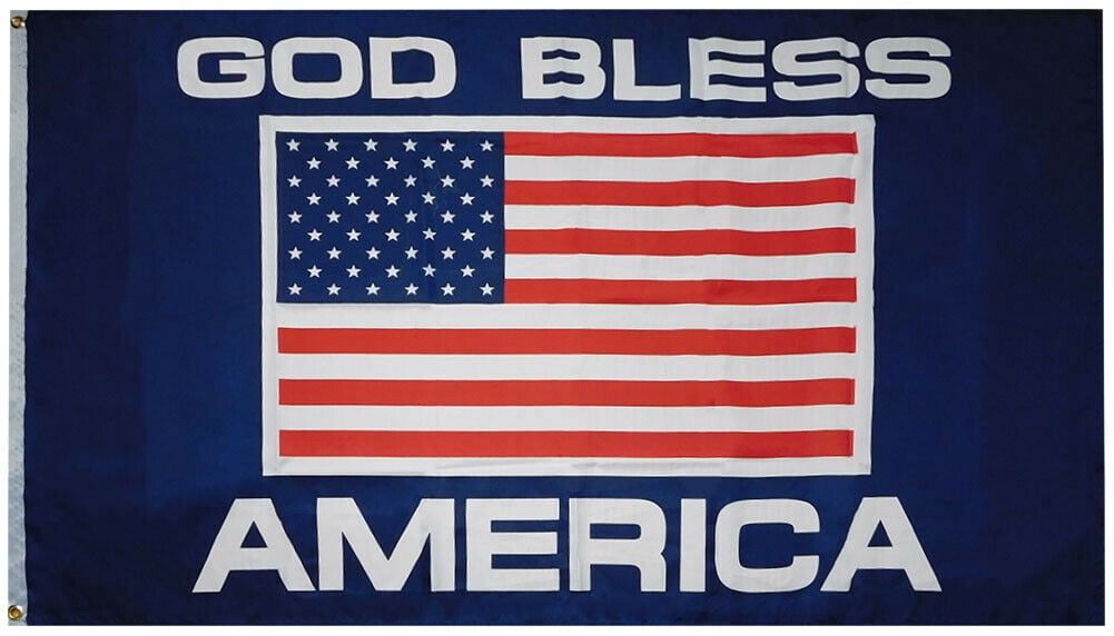 God Bless America USA Flag Blue Premium 100D Woven Poly Nylon 3'x5 ...