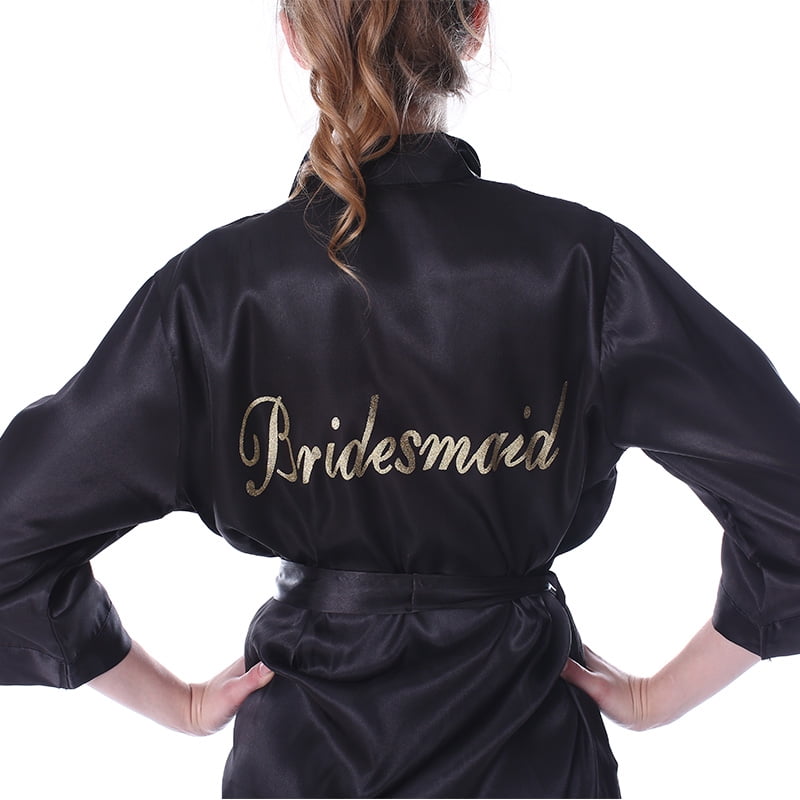 Mr & Mrs Right Bridesmaid Satin Kimono Robes for Wedding Party,Glitter ...