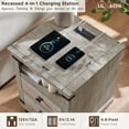 OKD Farmhouse 18" Nightstand with Charging Station, Rustic Metal Wood ...