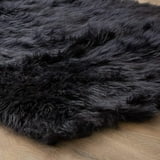 Snugtown Super Soft Black Faux Fur Area Rugs, Fuzzy Fluffy Sheepskin ...