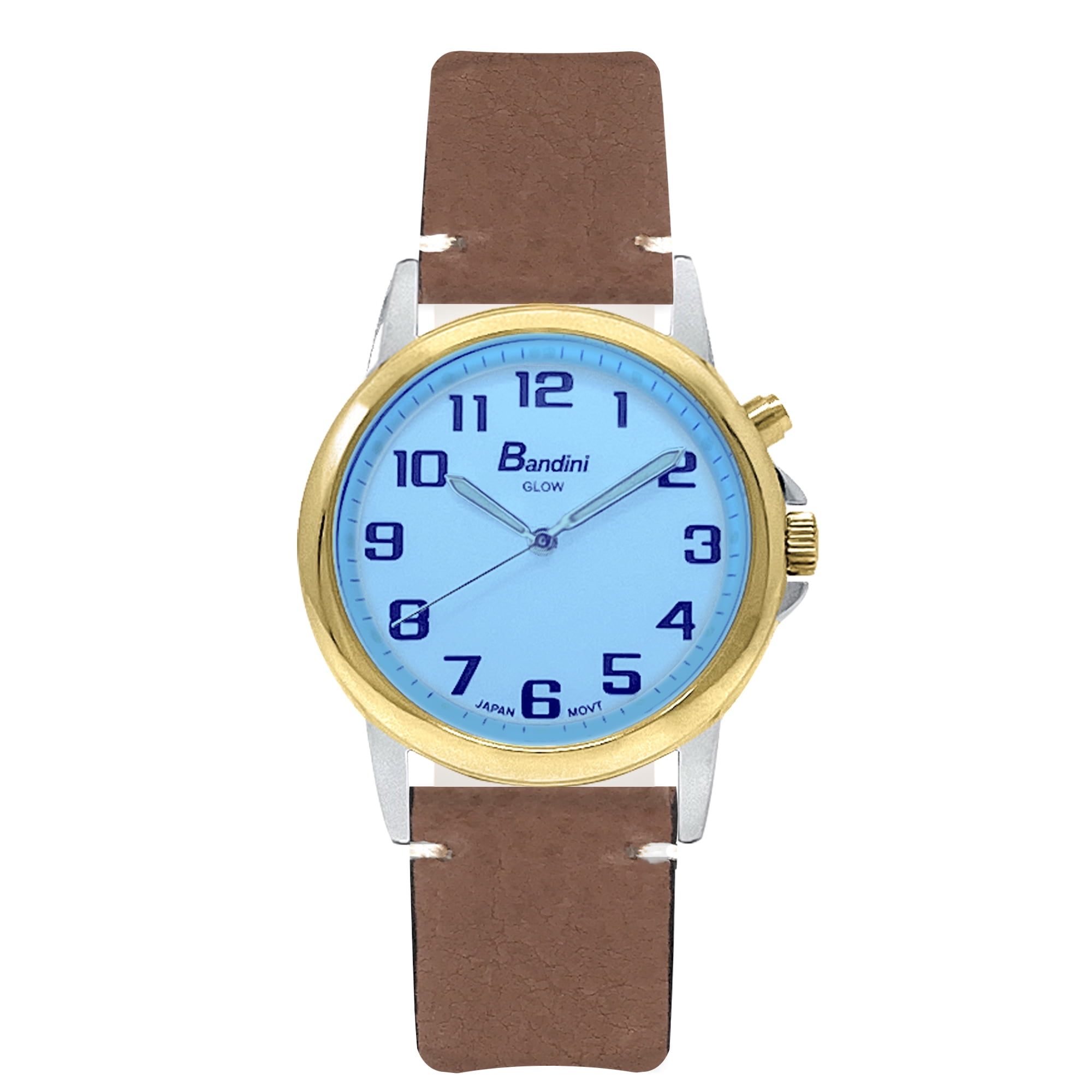 Bandini Mens Glow Watch - Distressed Leather Band - 38mm Analog Men's ...