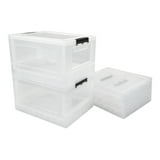 Qskely 4-Pack Foldable Clear Plastic Storage Crate with Handle, 30 L ...