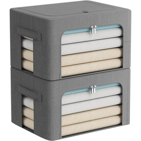 Extra Large Clothes Storage Bins - Foldable Metal Frame Storage Box ...
