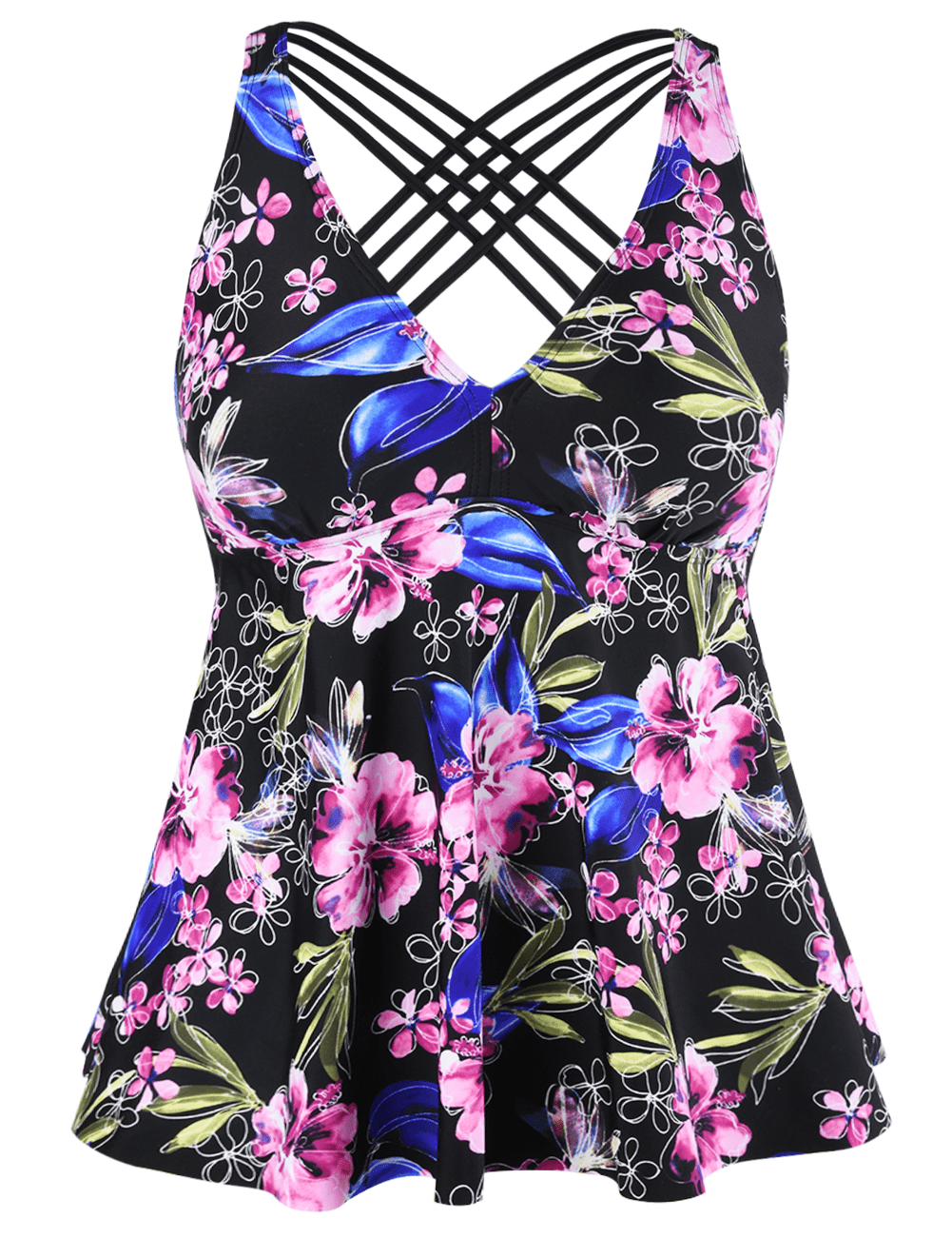 Firpearl Women's Tankini Swimsuits Cross Back Flowy Swim Tops Modest ...