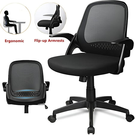 Chaise de Bureau Ergonomique avec Accoudoirs Rabattables et Siège en ...