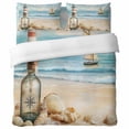 4 Pieces Duvet Cover Queen Bedding Sets Summer Seaside Bottle Shell ...