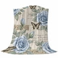 Blue Roses Blanket Soft Cozy Warm Throw Blanket for Couch, Plush Fuzzy ...