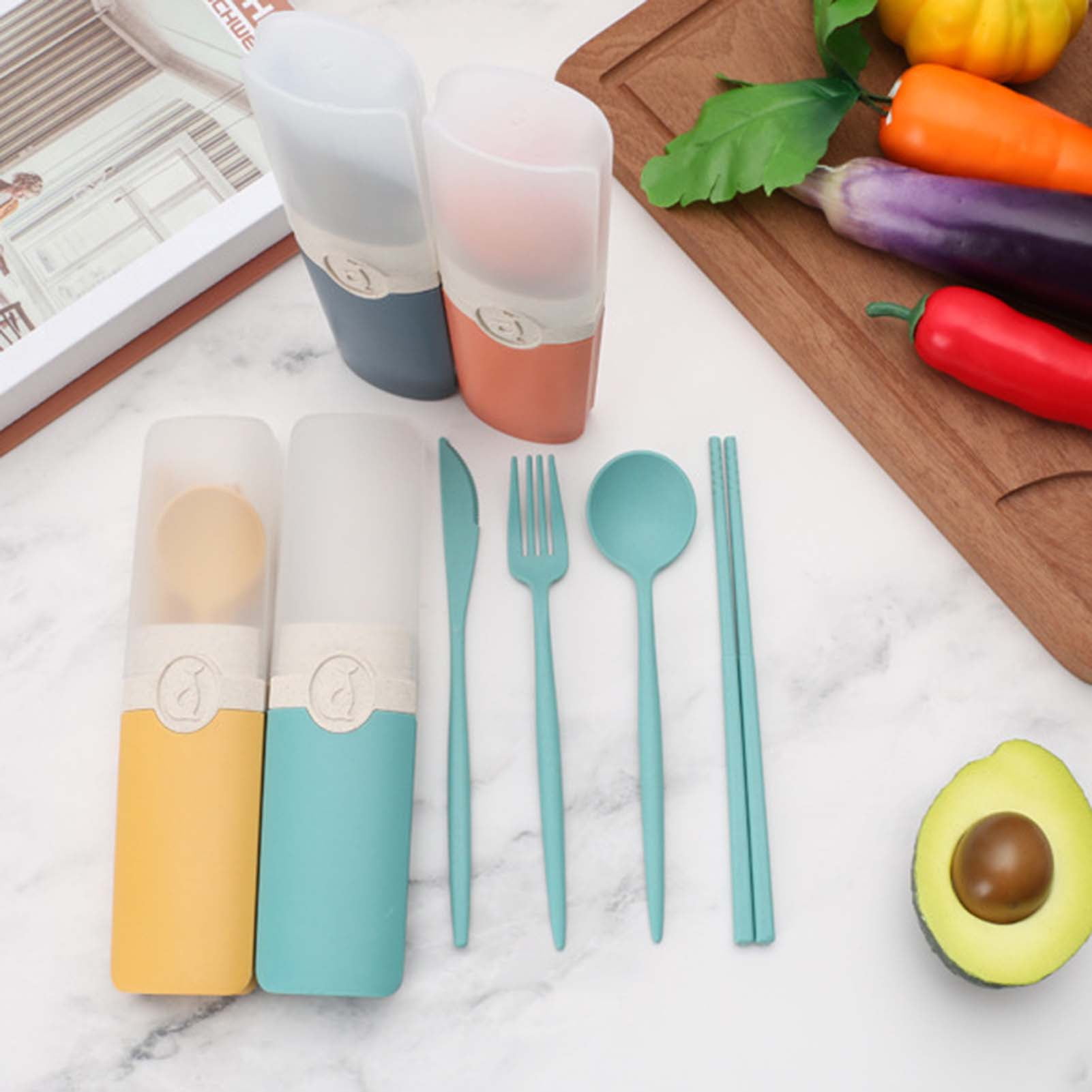 Dream Lifestyle Portable Flatware Set with Case, Including Plastic ...