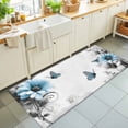 Blue Gray Daisy Butterfly Hallway Washable Runner Rug 2x6 Floral ...