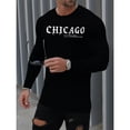 Black Mens Graphic Print Crew Neck Long Sleeve T-Shirt, Urban ...