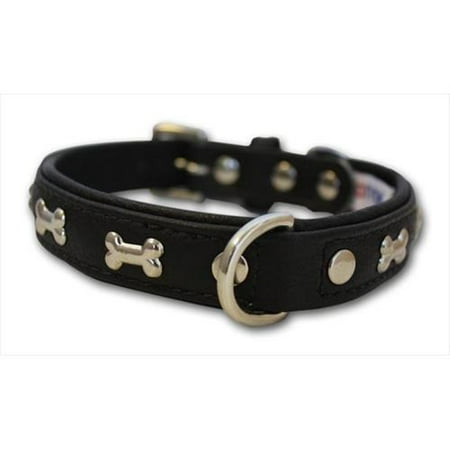 Genuine Leather Bones Studded Dog Collar by Angel Pet. Soft and Durable ...