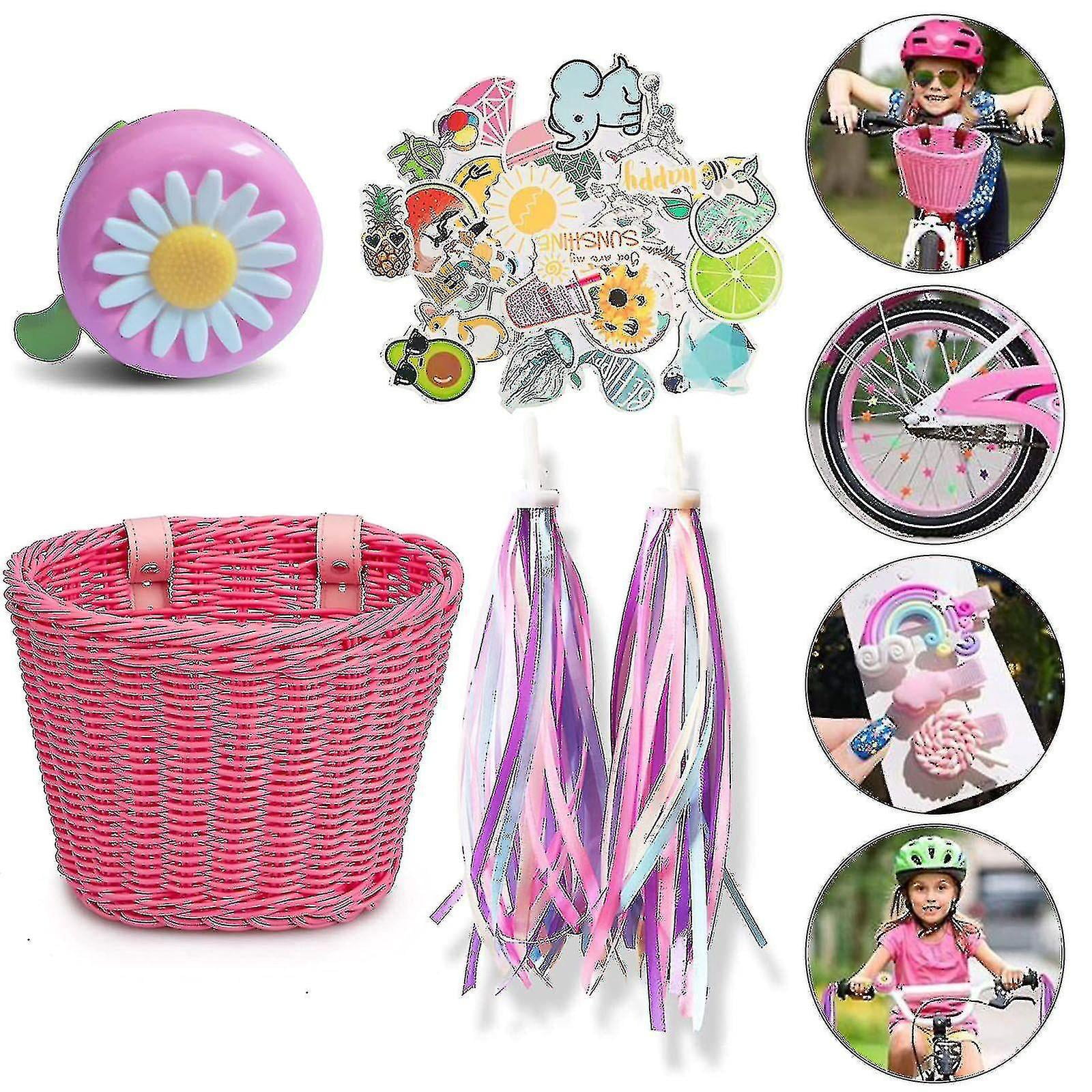 Bike Basket For Kids Front Bike Accessories Woven Wicker Bicycle Basket ...
