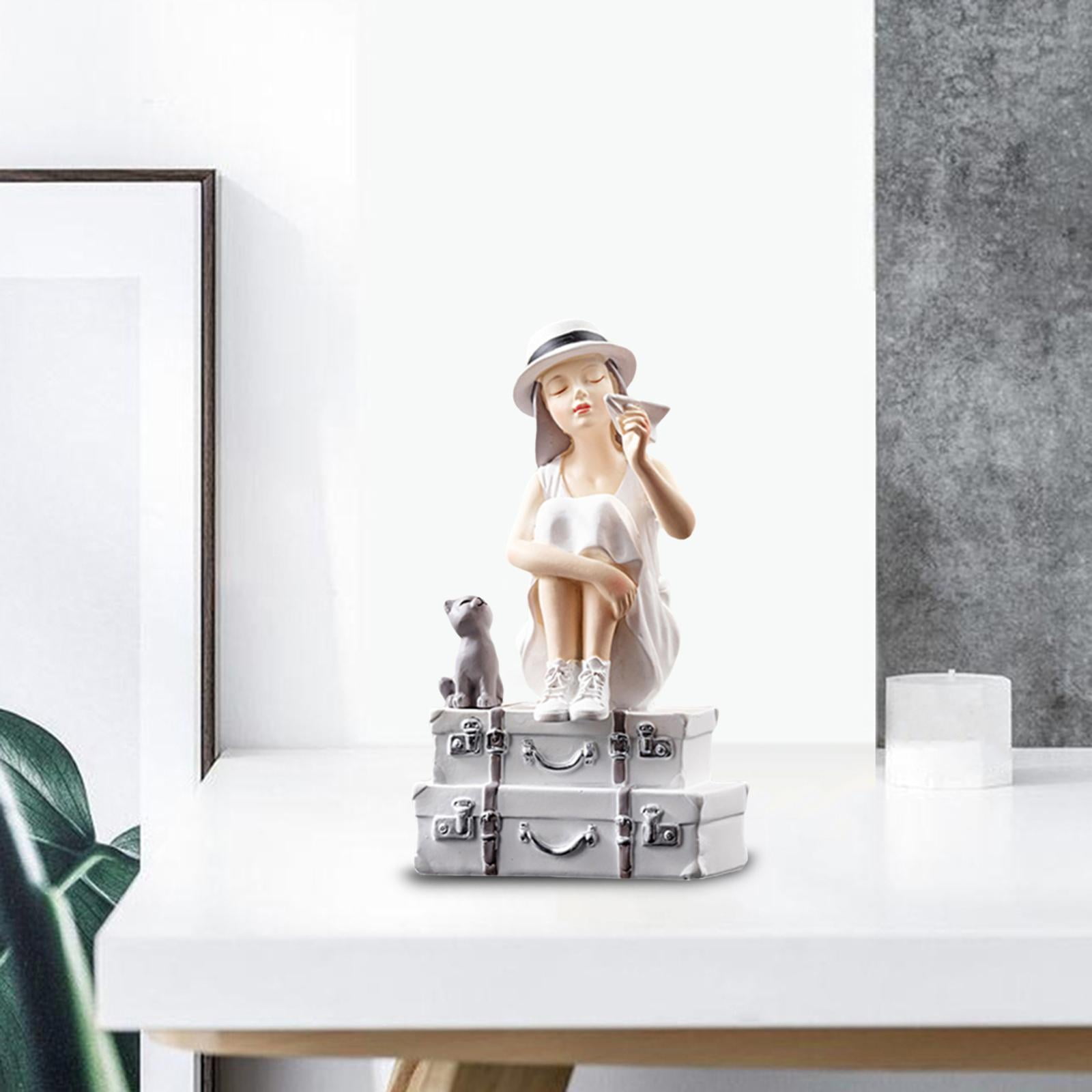 Resin Girl Statue Nordic Figurine Craft Ornament for Home Office ...